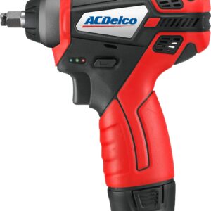 ACDelco 3/8 Power Impact Wrench 90ft-lbs LED Light Cordless Li-ion 12V Max Compact Tool, Kit with 2 Batteries, Charger, G12 Series ARI12104