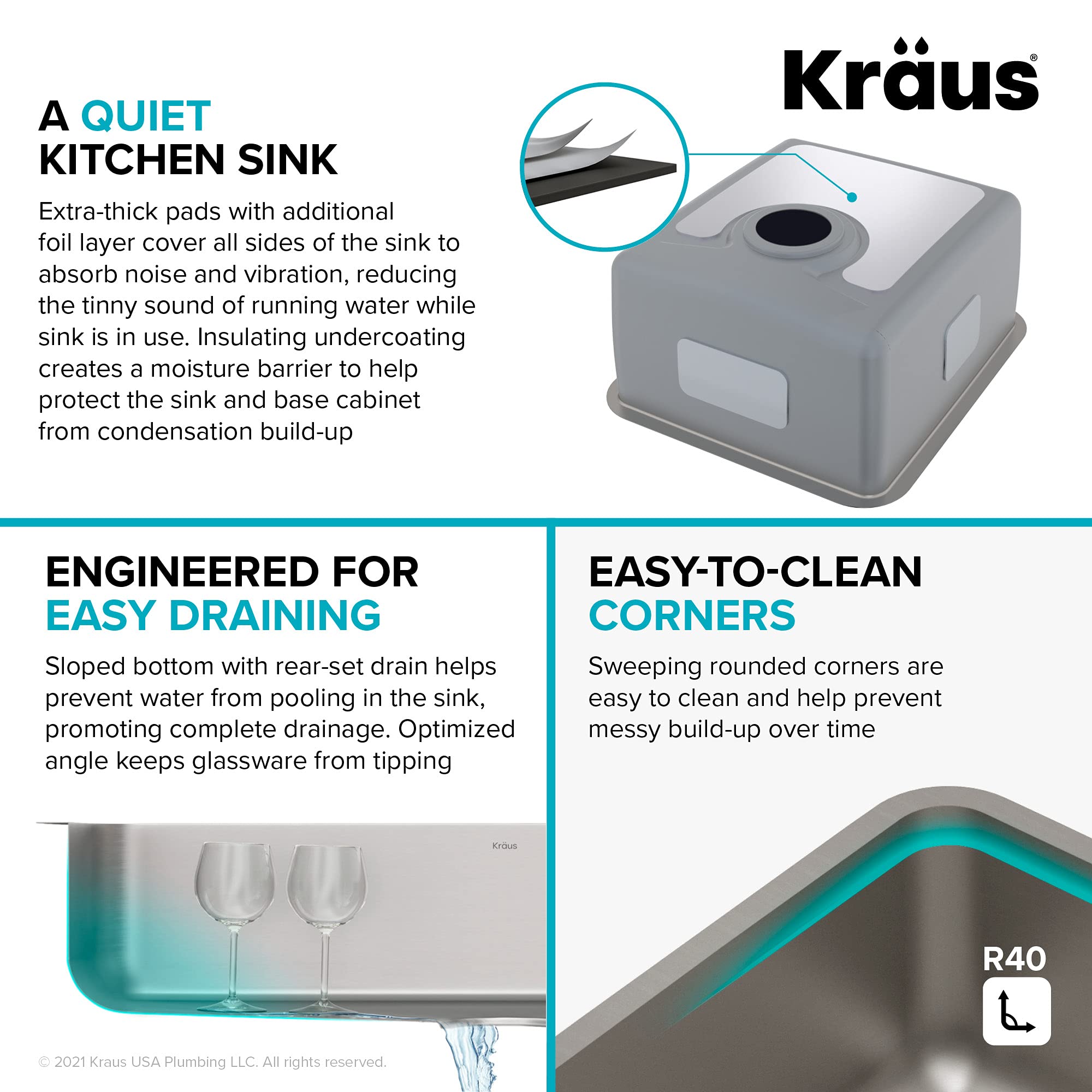 KRAUS Dex 17-Inch Undermount Single Bowl TRU16 Gauge Stainless Steel Kitchen Bar Sink with DrainAssure WaterWay and VersiDrain Assembly in Radiant Pearl Finish, KD1US17B