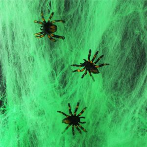 DECORA Halloween Party Favors 3 Pack Spider Webs & Webbing Stretchy Cobwebs for Indoor/Outdoor Decoration(25 grams/Green)