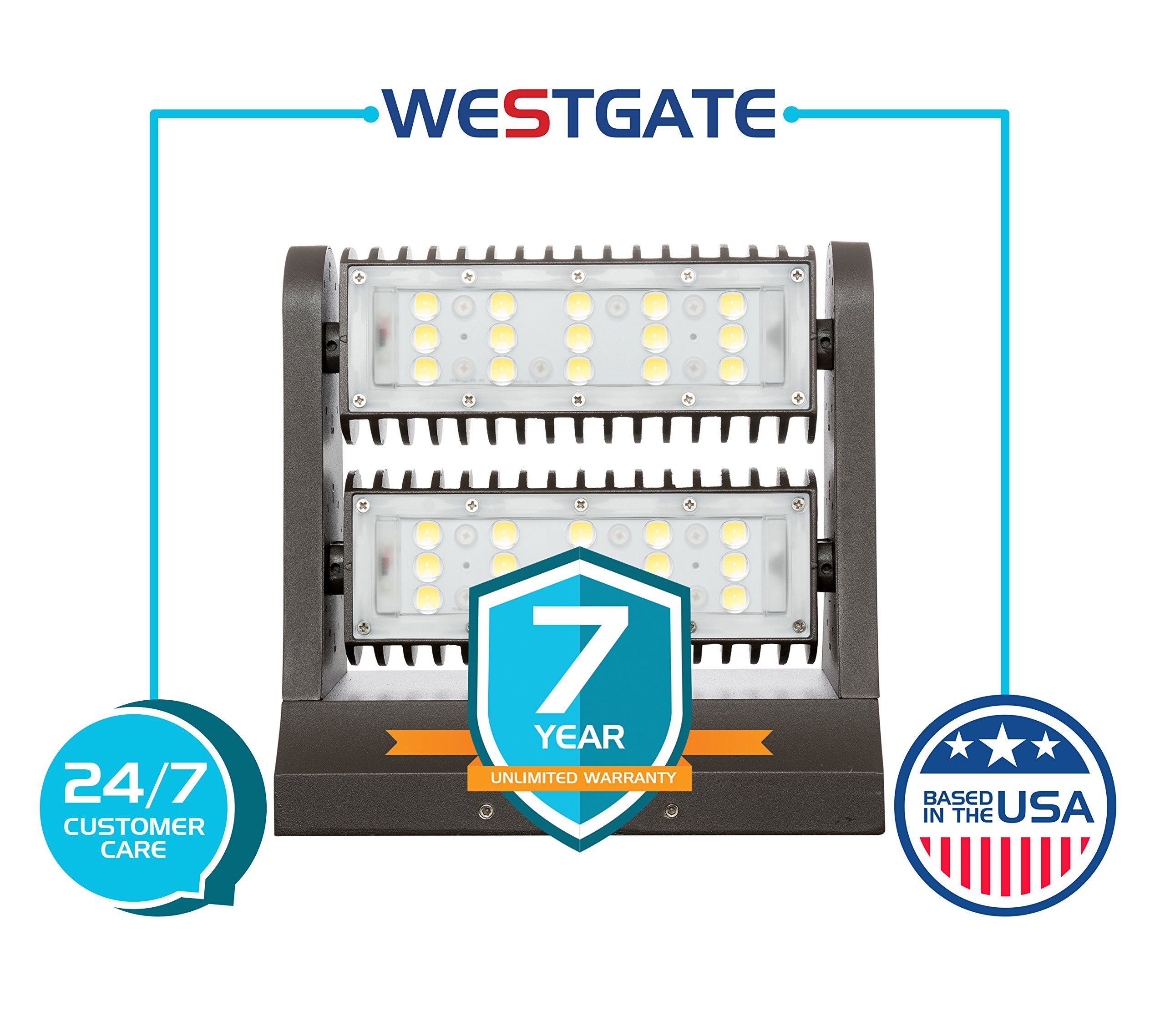 Westgate Lighting Rotatable LED Wall Packs 360 Degrees - Outdoor Lights Parking Yard - Waterproof IP65 - UL Listed - High Lumen 120-277V (80 Watt 3000K Warm White)