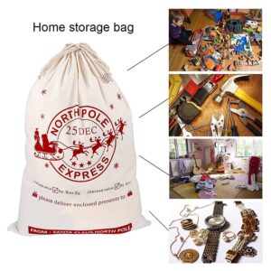 OurWarm 2pcs Santa Sacks Canvas Bags with Drawstring Large Christmas Bags Santa Bags for gifts Kids Presents Storage 19 x 27 Inch