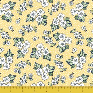 Stitch & Sparkle Fabrics, Vintage Mix & Match, Floral Dot Yellow Cotton Fabrics, Quilt, Crafts, Sewing, Cut by The Yard, 44 Inches (SSVM019)