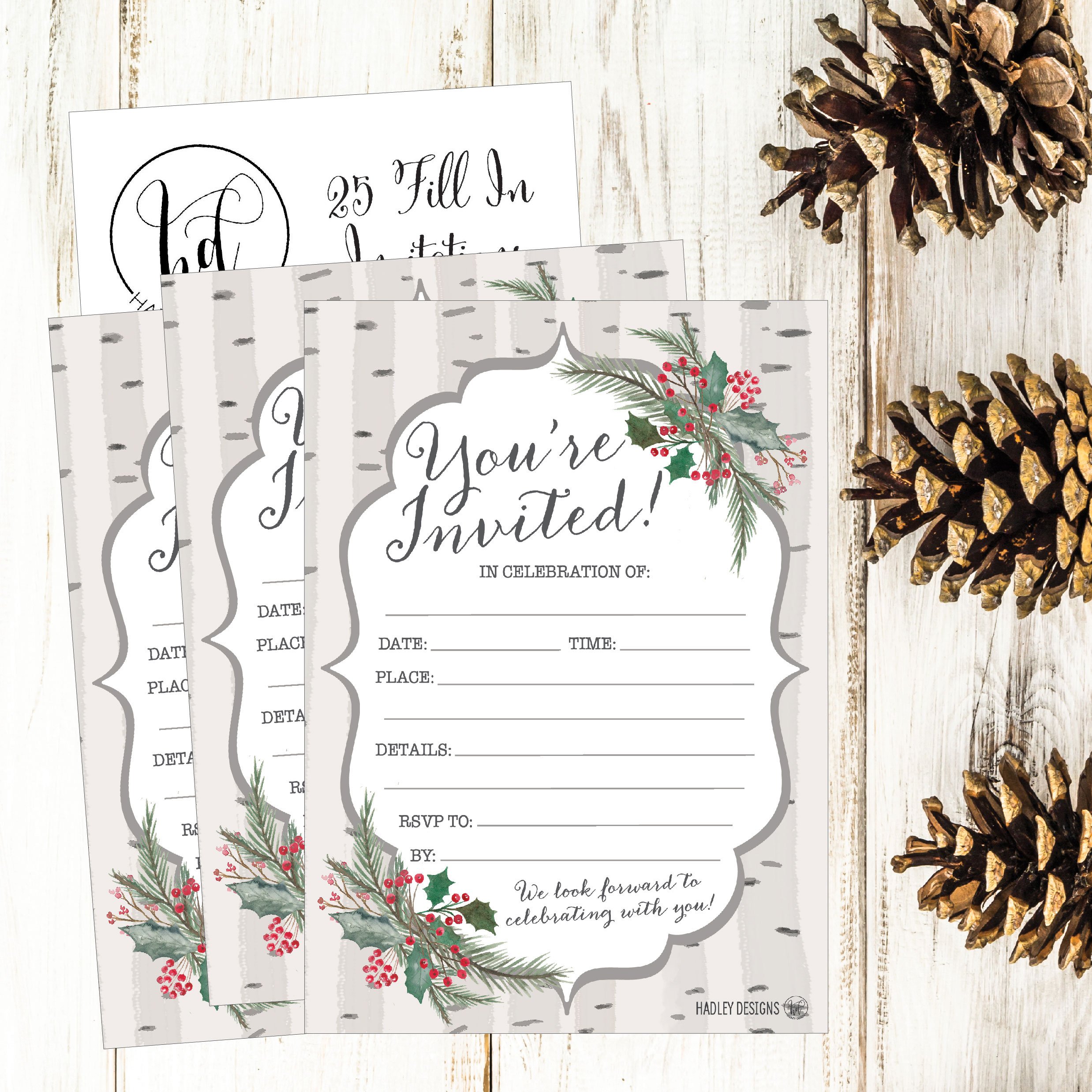 25 Christmas Party Invitations For Holiday Party Invitations - Pre Christmas Dinner Invitations Winter Birthday Invitations, Christmas Party Invites Adults Christmas Open House Invitations Xmas Party