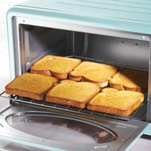 Nostalgia Oven, Toast, AirFry, Broil Functions Large Capacity Fits Slices of Bread Two 12 in. Pizzas-Includes Baking Pan and Frying Basket, 21 Qt, Aqua