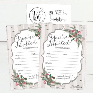 25 Christmas Party Invitations For Holiday Party Invitations - Pre Christmas Dinner Invitations Winter Birthday Invitations, Christmas Party Invites Adults Christmas Open House Invitations Xmas Party