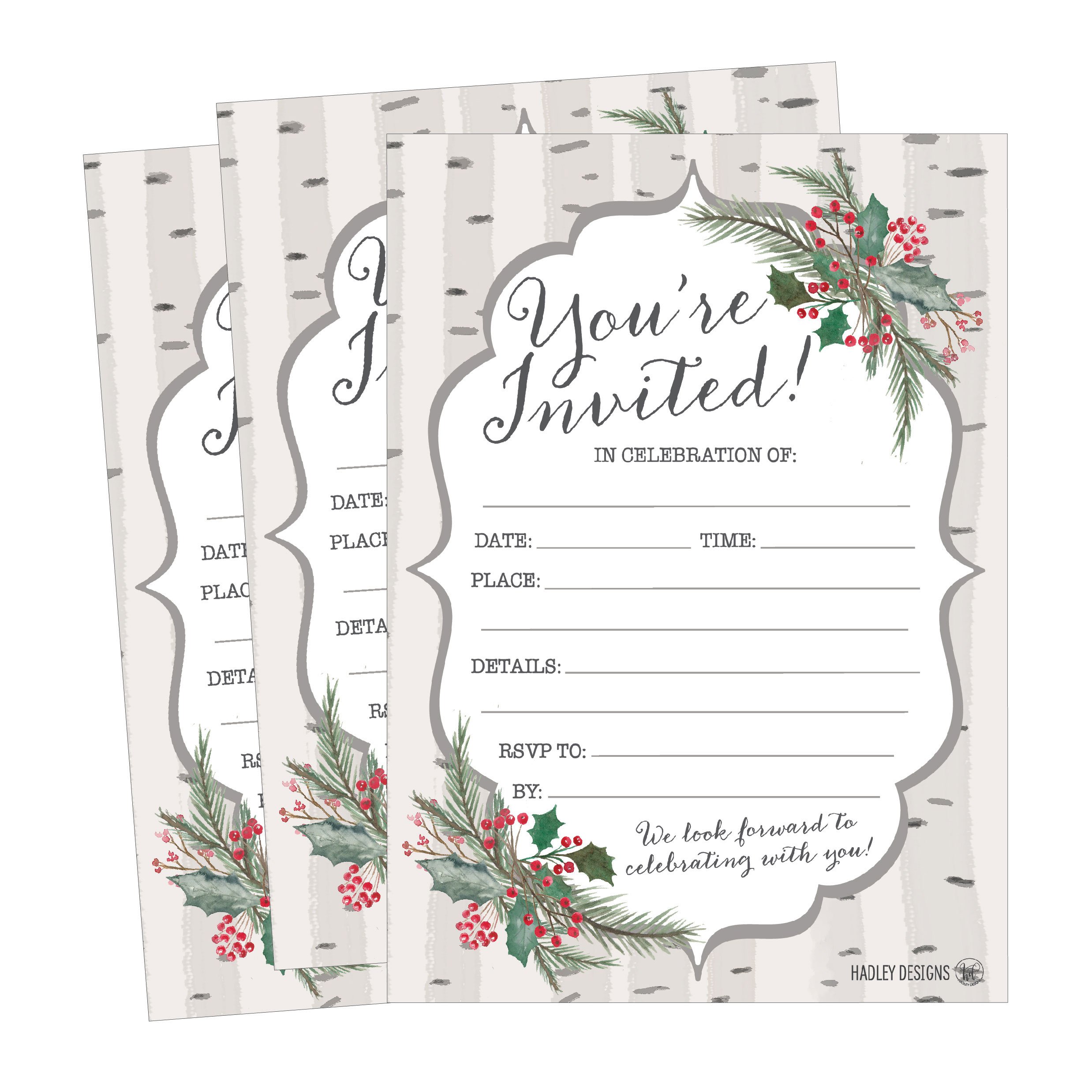 25 Christmas Party Invitations For Holiday Party Invitations - Pre Christmas Dinner Invitations Winter Birthday Invitations, Christmas Party Invites Adults Christmas Open House Invitations Xmas Party