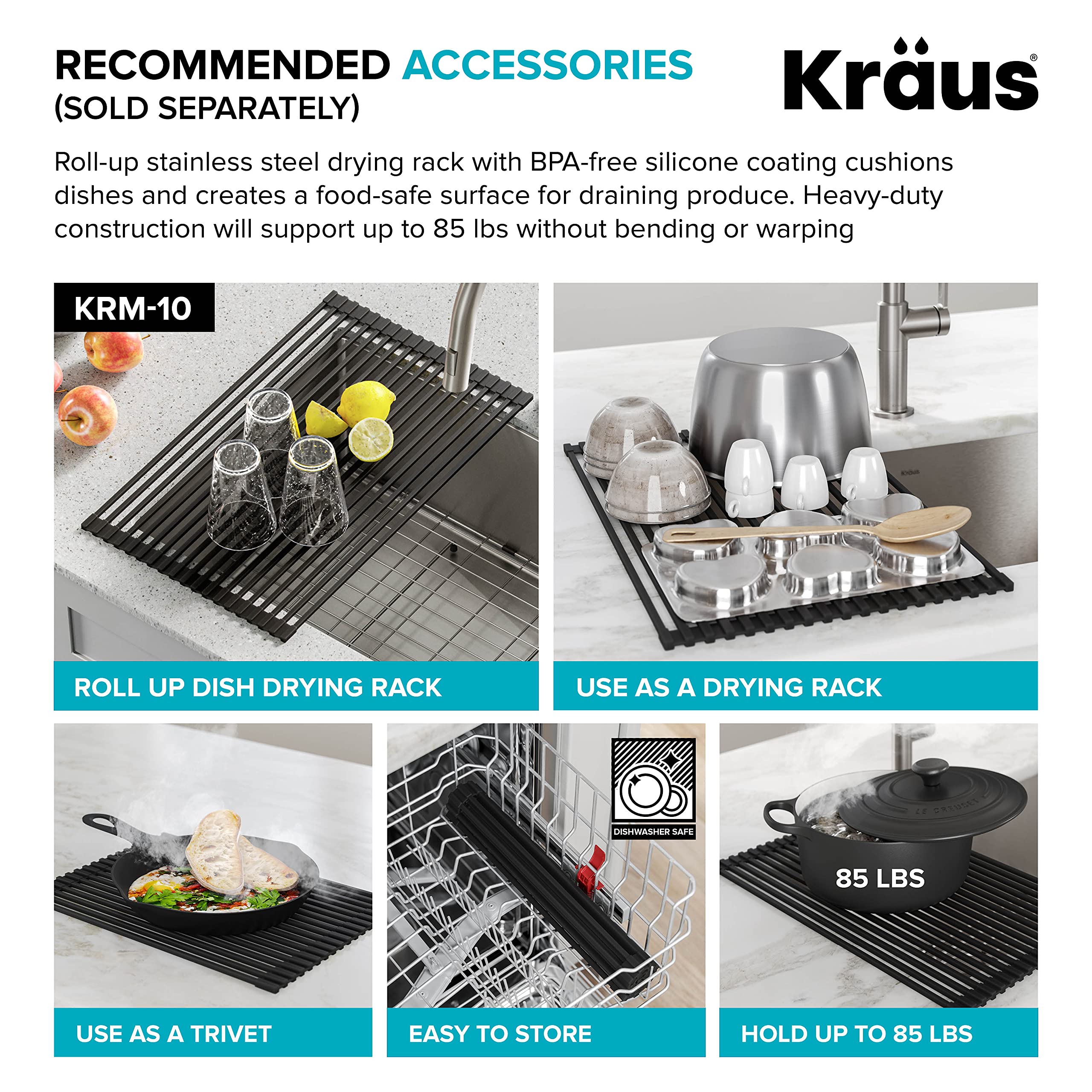 KRAUS Dex 17-Inch Undermount Single Bowl TRU16 Gauge Stainless Steel Kitchen Bar Sink with DrainAssure WaterWay and VersiDrain Assembly in Radiant Pearl Finish, KD1US17B