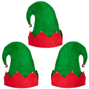 moon boat 3pack christmas elf felt hat - jingle bells xmas holiday party costume favors gifts accessoriess