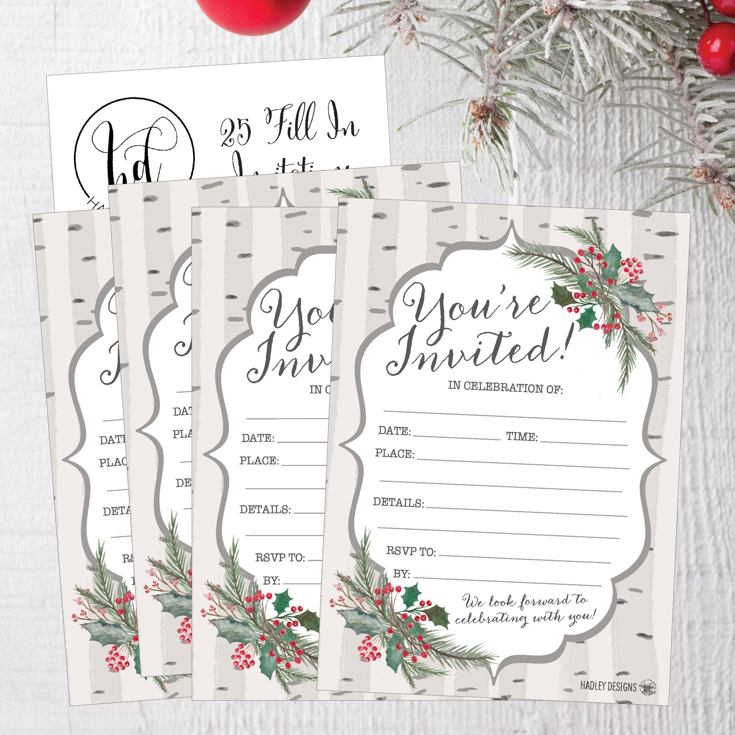 25 Christmas Party Invitations For Holiday Party Invitations - Pre Christmas Dinner Invitations Winter Birthday Invitations, Christmas Party Invites Adults Christmas Open House Invitations Xmas Party