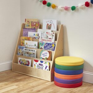 ECR4Kids Streamline Single-Sided Book Display with Storage, Classroom Bookshelf, Natural