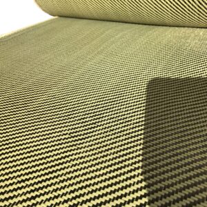 Kevlar FABRIC-2x2 Twill WEAVE-3K/200g (YLW-Blk 1 ft x 4 in)