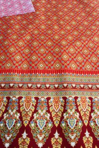 full funk thick printed batik cotton fabric in thai print 70x40 inches, red