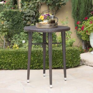 Christopher Knight Home Callum Outdoor Wicker 32.5" Round Bar Table Set, 5-Pcs Set, Multibrown