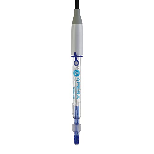 Apera Instruments LabSen 803 Refillable Glass-Body pH Electrode for Purified Water and Low Ion-Concentration Solutions, with Built-in Temperature Sensor, BNC/RCA Connector