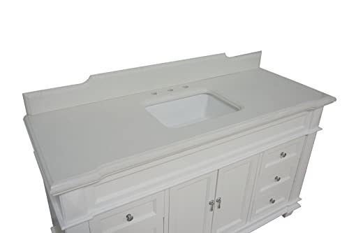 Kitchen Bath Collection Elizabeth 60-inch Single Bathroom Vanity (Quartz/White): Includes White Cabinet with Stunning Quartz Countertop and White Ceramic Sink