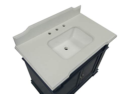 Elizabeth 36-inch Bathroom Vanity (Quartz/Marine Gray): Includes Marine Gray Cabinet with Stunning Quartz Countertop and White Ceramic Sink