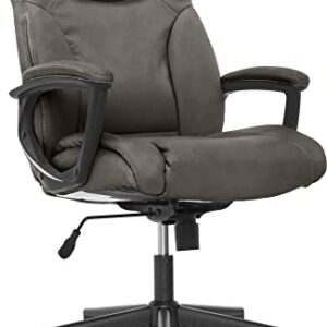 Serta Executive High Back Office Chair with Lumbar Support Ergonomic Upholstered Swivel Gaming Friendly Design, Bonded Leather, Space Gray