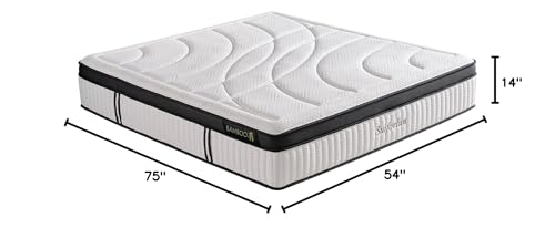 Suiforlun Full Size Mattress, 14 Inch Gel Memory Foam Hybrid Mattress with 7 Premium Layers, Euro Top Luxury Double Bed Mattress in a Box, Cooling Comfort & Pain Reilef, Medium-Firm