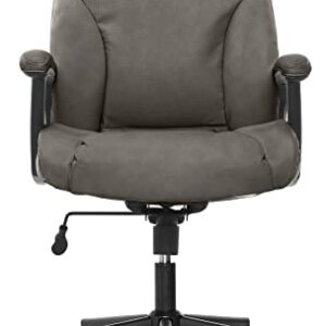 Serta Executive High Back Office Chair with Lumbar Support Ergonomic Upholstered Swivel Gaming Friendly Design, Bonded Leather, Space Gray