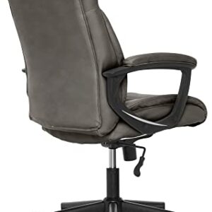 Serta Executive High Back Office Chair with Lumbar Support Ergonomic Upholstered Swivel Gaming Friendly Design, Bonded Leather, Space Gray