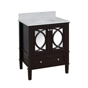 Olivia 30-inch Bathroom Vanity (Carrara/Chocolate): Includes Chocolate Cabinet with Authentic Italian Carrara Marble Countertop and White Ceramic Sink