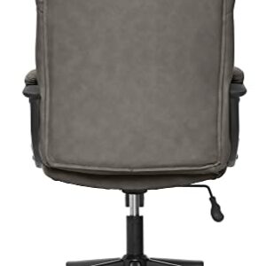 Serta Executive High Back Office Chair with Lumbar Support Ergonomic Upholstered Swivel Gaming Friendly Design, Bonded Leather, Space Gray