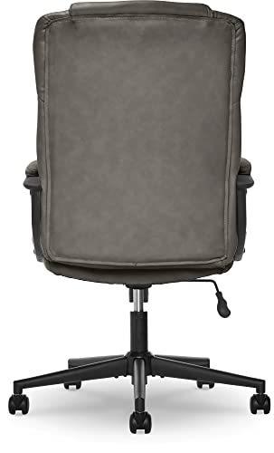 Serta Executive High Back Office Chair with Lumbar Support Ergonomic Upholstered Swivel Gaming Friendly Design, Bonded Leather, Space Gray