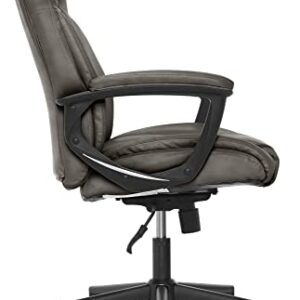 Serta Executive High Back Office Chair with Lumbar Support Ergonomic Upholstered Swivel Gaming Friendly Design, Bonded Leather, Space Gray