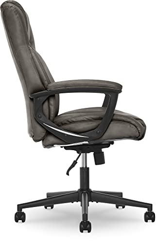 Serta Executive High Back Office Chair with Lumbar Support Ergonomic Upholstered Swivel Gaming Friendly Design, Bonded Leather, Space Gray