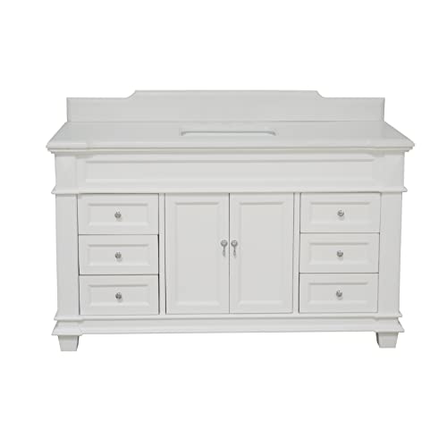 Kitchen Bath Collection Elizabeth 60-inch Single Bathroom Vanity (Quartz/White): Includes White Cabinet with Stunning Quartz Countertop and White Ceramic Sink