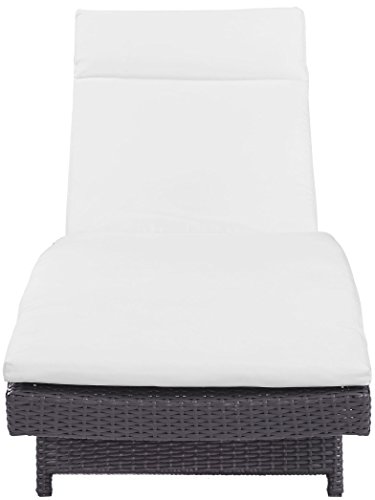 Crosley Furniture Biscayne Reclining Wicker Outdoor Chaise Lounge Chair for Patio, Deck, Backyard, Poolside, White