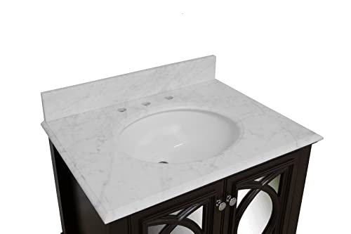 Olivia 30-inch Bathroom Vanity (Carrara/Chocolate): Includes Chocolate Cabinet with Authentic Italian Carrara Marble Countertop and White Ceramic Sink