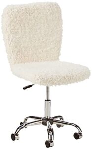 urban lifestyle mongolian faux fur task chair, adjustable, 28d x 19w x 34h in for office, ivory