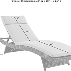 Crosley Furniture Biscayne Reclining Wicker Outdoor Chaise Lounge Chair for Patio, Deck, Backyard, Poolside, White