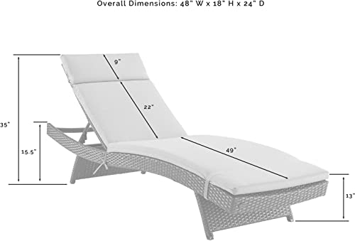 Crosley Furniture Biscayne Reclining Wicker Outdoor Chaise Lounge Chair for Patio, Deck, Backyard, Poolside, White