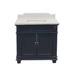 Elizabeth 36-inch Bathroom Vanity (Quartz/Marine Gray): Includes Marine Gray Cabinet with Stunning Quartz Countertop and White Ceramic Sink