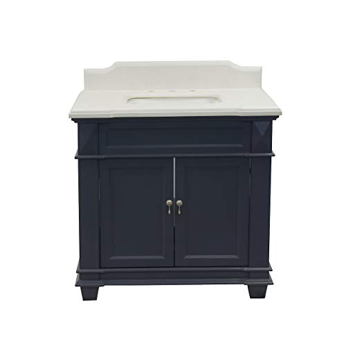 Elizabeth 36-inch Bathroom Vanity (Quartz/Marine Gray): Includes Marine Gray Cabinet with Stunning Quartz Countertop and White Ceramic Sink