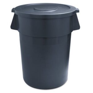 round waste receptacle, lldpe, 32 gal, gray