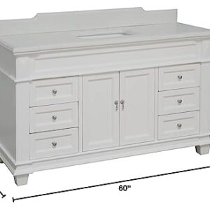 Kitchen Bath Collection Elizabeth 60-inch Single Bathroom Vanity (Quartz/White): Includes White Cabinet with Stunning Quartz Countertop and White Ceramic Sink