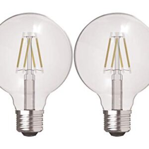 GE LED Light Bulbs, 60 Watt, Soft White, G25 Globe Bulbs, Clear, Medium Base (2 Pack)