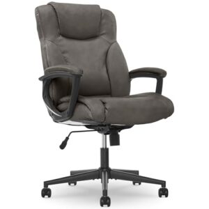 serta executive high back office chair with lumbar support ergonomic upholstered swivel gaming friendly design, bonded leather, space gray