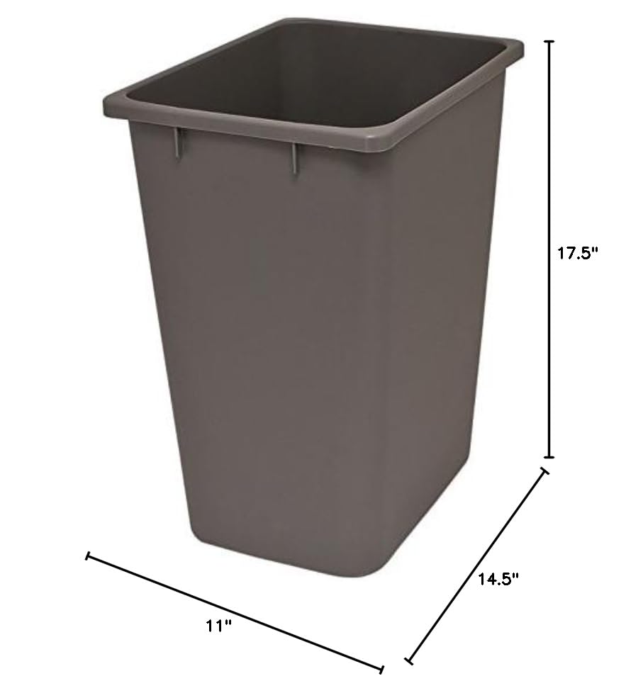 36 Qt. Replacement Waste Bin for Cabinet Recycling Pull Out Trash Organizer (Grey-Metallic Silver)