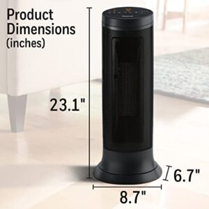 Honeywell Slim Ceramic Tower Heater, Large Room, Black – Easy to Use Ceramic Heater – Slim Space Heater with Two Heat Settings