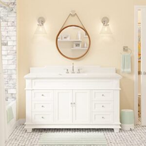 Kitchen Bath Collection Elizabeth 60-inch Single Bathroom Vanity (Quartz/White): Includes White Cabinet with Stunning Quartz Countertop and White Ceramic Sink