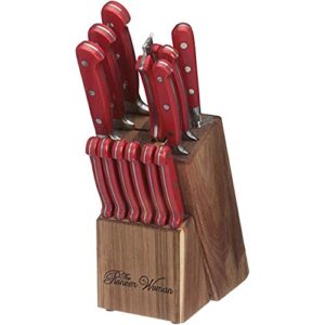 the pioneer woman cowboy rustic cutlery set, 14-piece, red