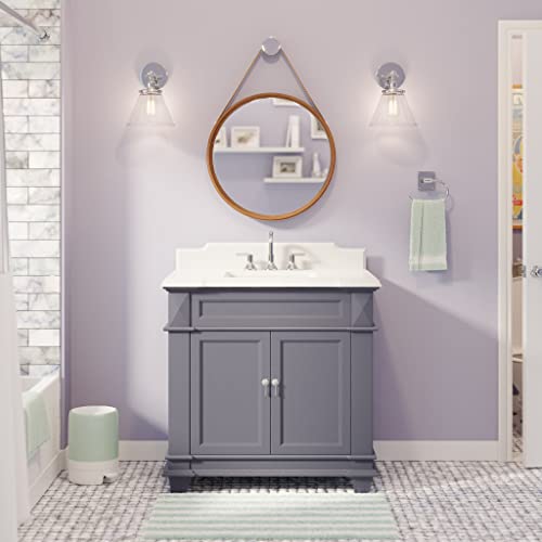 Elizabeth 36-inch Bathroom Vanity (Quartz/Marine Gray): Includes Marine Gray Cabinet with Stunning Quartz Countertop and White Ceramic Sink