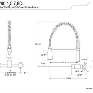 Kingston Brass GS8285DL Concord 8-Inch Center Set Wall Mount Double Handle Pull Down Kitchen Faucet, Oil Rubbed Bronze , Oil-Rubbed Bronze