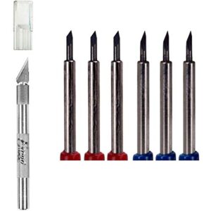 7-pc kit - 6 roland type vinyl cutter replacement carbide blades + vinyl weeding cutting hobby knife