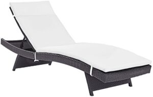 crosley furniture biscayne reclining wicker outdoor chaise lounge chair for patio, deck, backyard, poolside, white