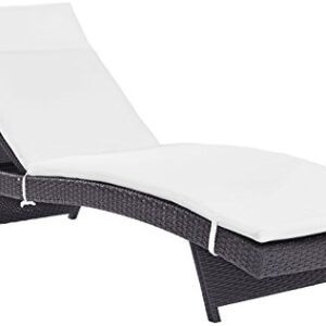 Crosley Furniture Biscayne Reclining Wicker Outdoor Chaise Lounge Chair for Patio, Deck, Backyard, Poolside, White